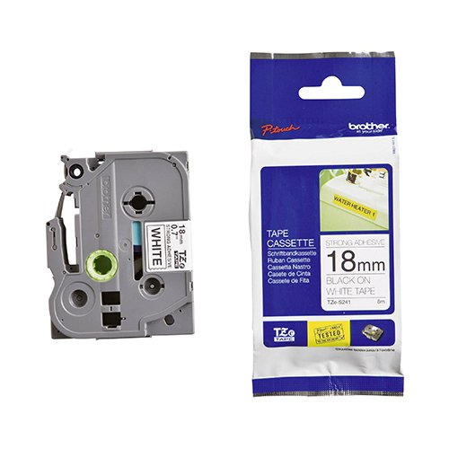 Brother TZe-S241 18mm x 8m Extra Strength Black on White Tape - for us ...