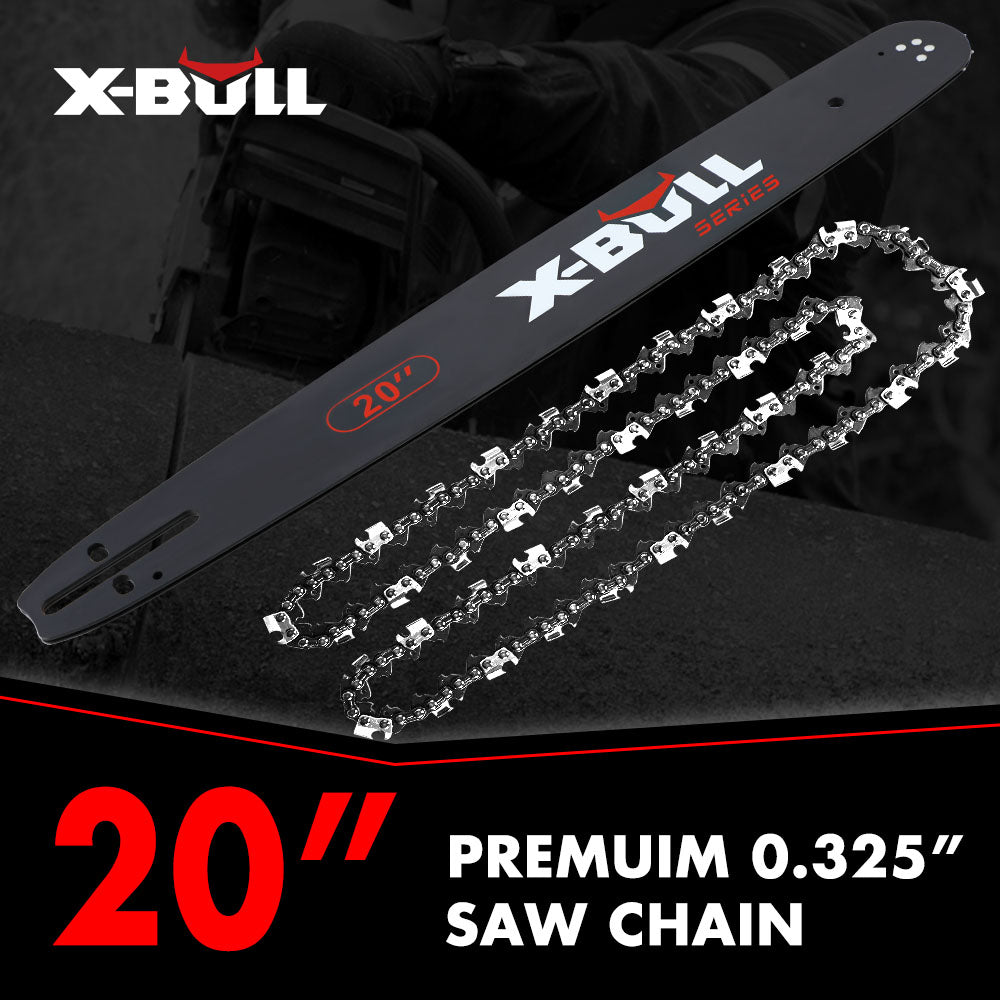 X-BULL 20'' Chainsaw Bar and Chain 0 .325 Pitch Gauge 76 Link Universa ...