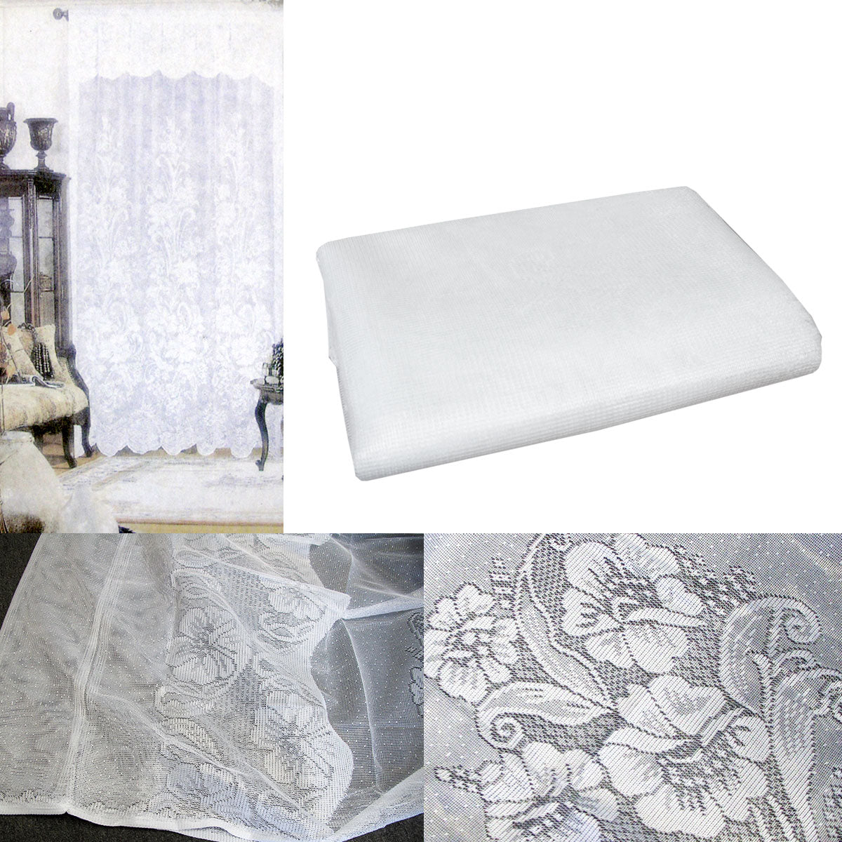 Buy Gardenia White One Piece Rod Pocket Lace Curtain with Attached ...