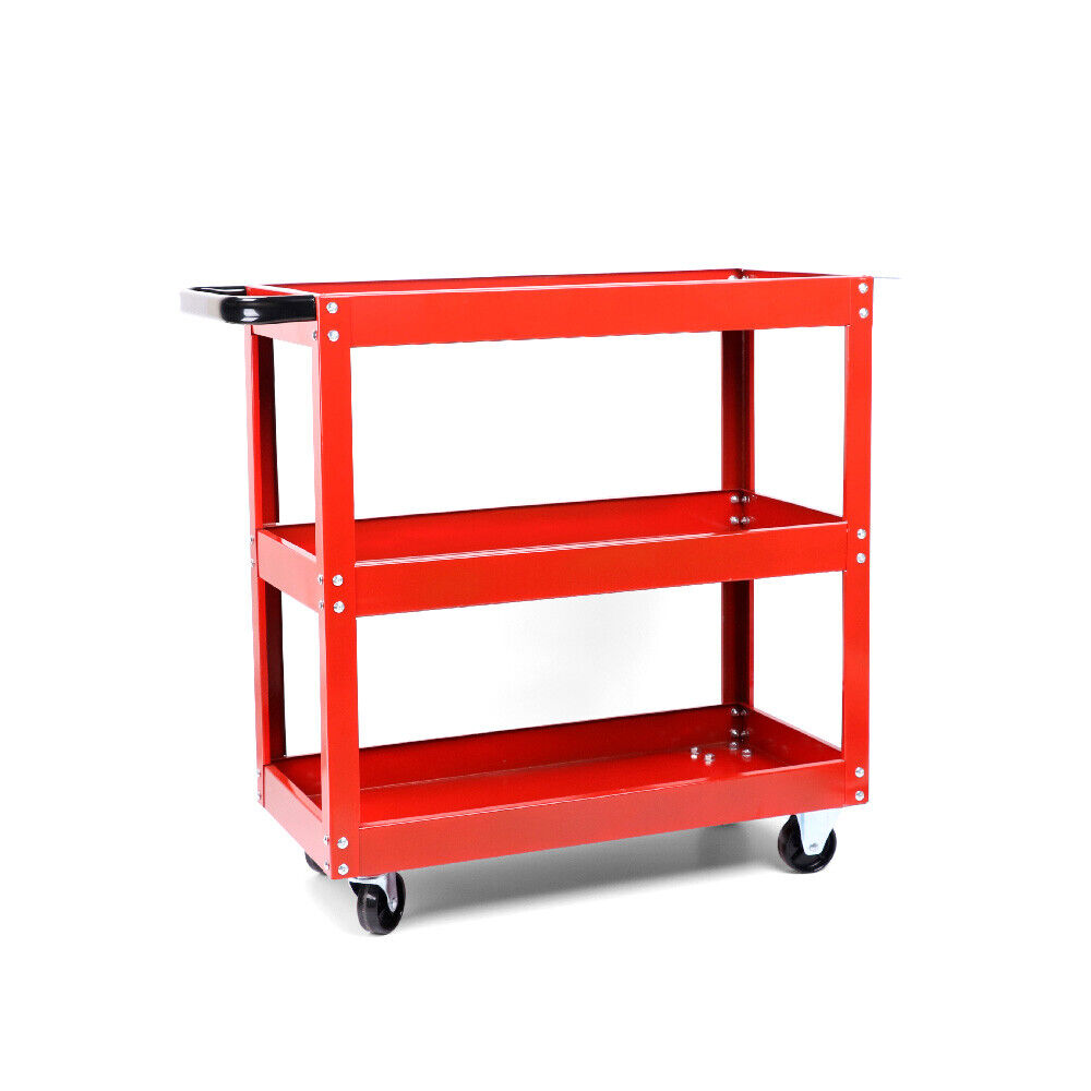 Tool Trolley 3-Tier Workshop Cart Rolling Steel Parts Storage Handyman ...