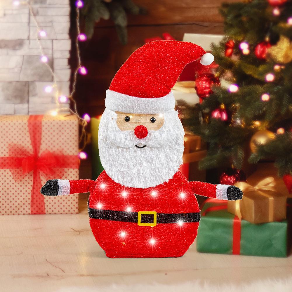 Buy Illuminated 70cm Collapsible Tinsel Santa Decoration at Duringdays ...